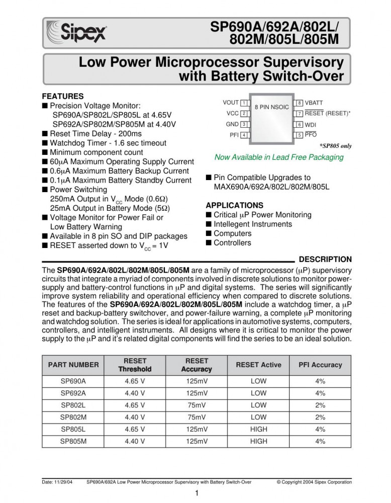 SP690AEN-L datasheet page 1