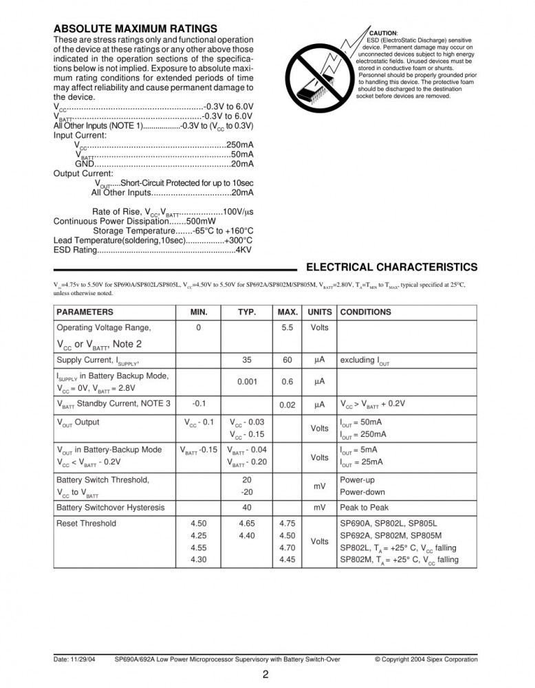 SP690AEN-L datasheet page 2