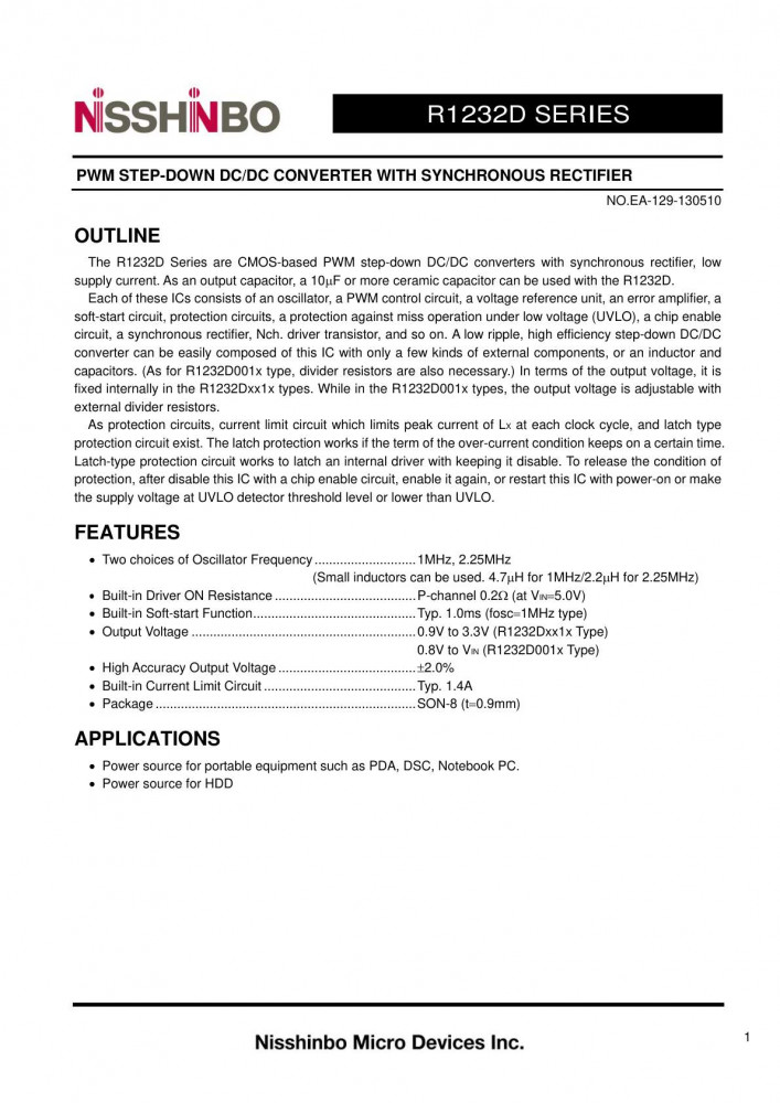 R1232D datasheet page 1
