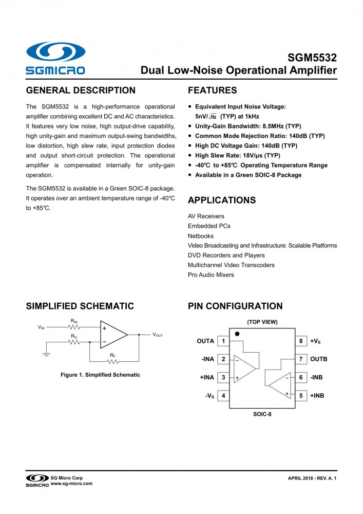 SGM5532 datasheet page 1