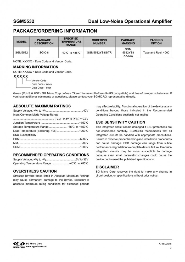 SGM5532 datasheet page 2