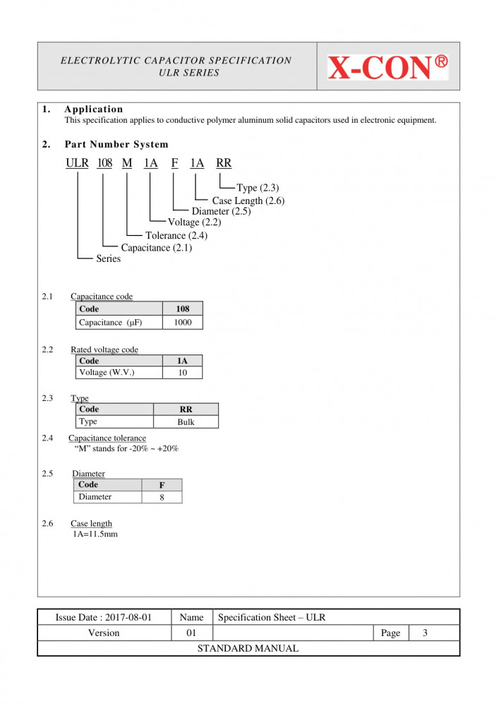 ULR specification sheet, page 4