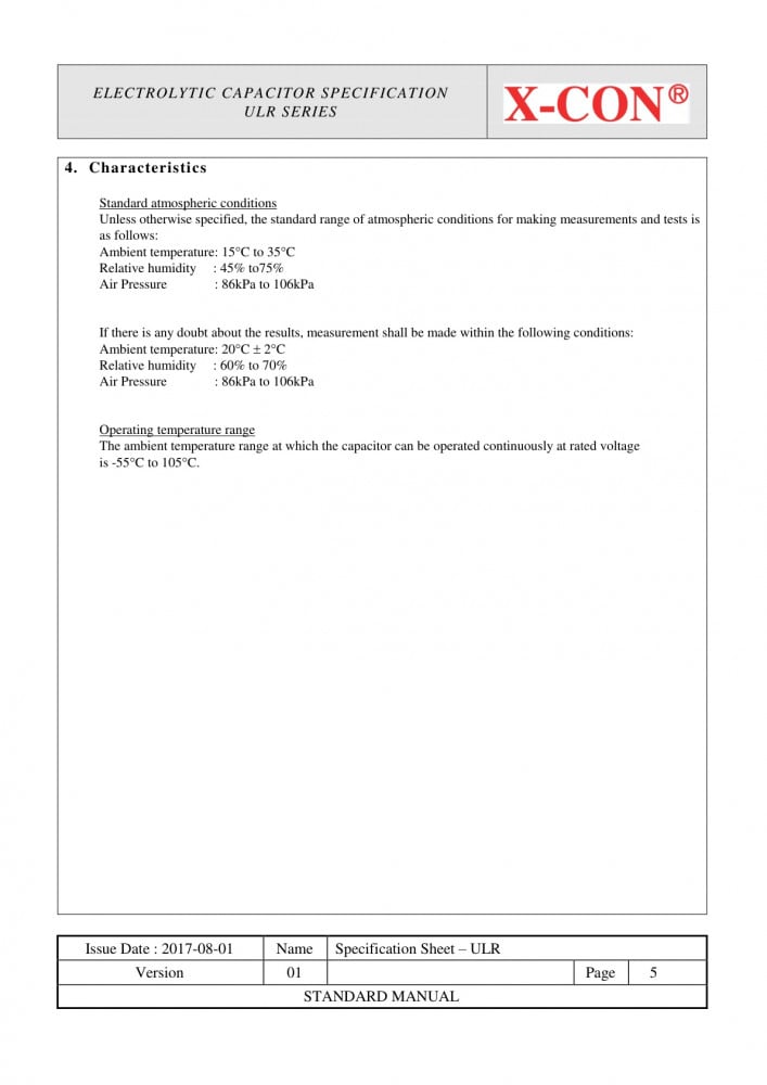 ULR specification sheet, page 6