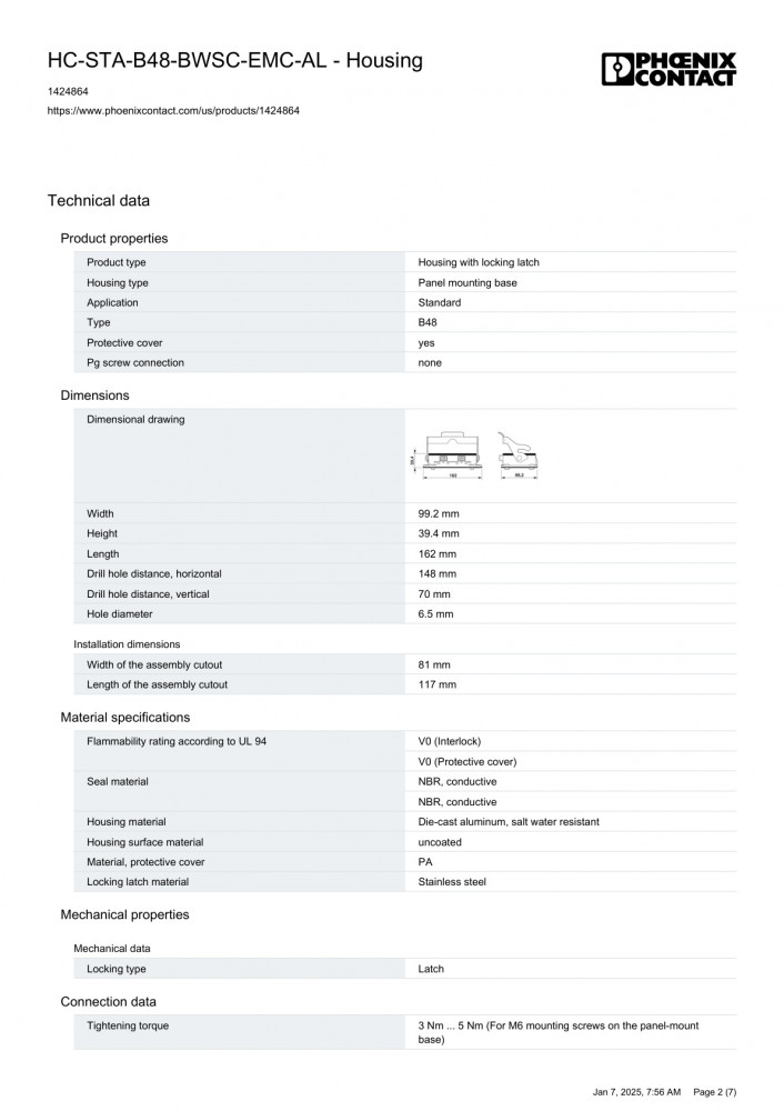 Phoenix Contact 1424864 technical document page 2