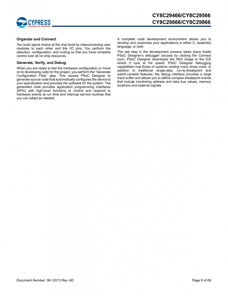 CY8C29466-24PVXI datasheet page 10