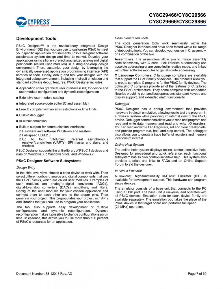 CY8C29466-24PVXI datasheet page 8