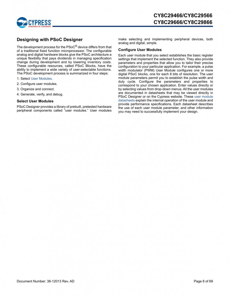 CY8C29466-24PVXI datasheet page 9
