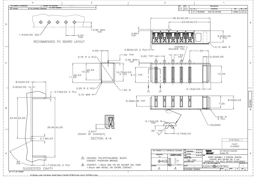 TE Connectivity 5787802 controlled drawing