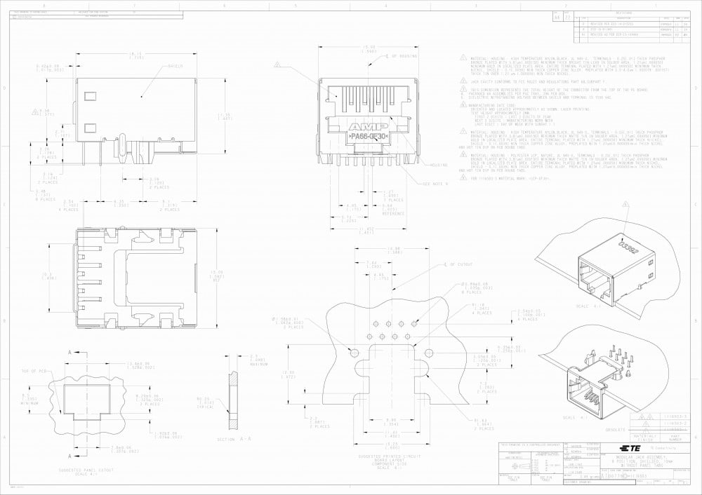TE Connectivity 1116503-2 technical drawing page