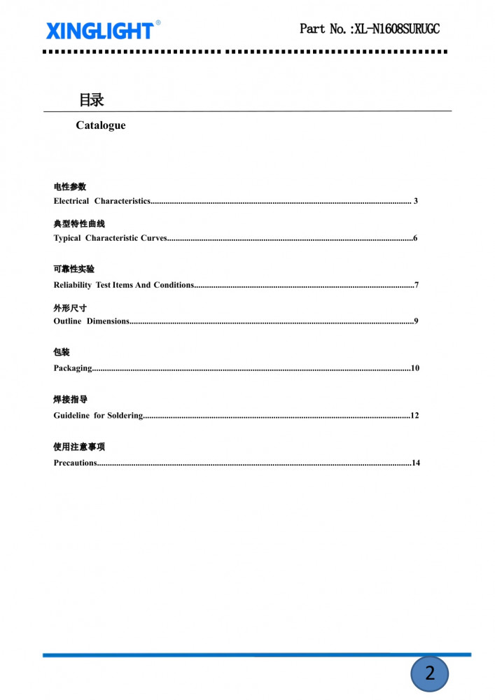 XL-N1608SURUGC datasheet page 2