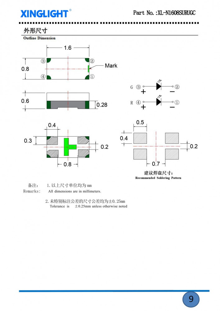 XL-N1608SURUGC datasheet page 9