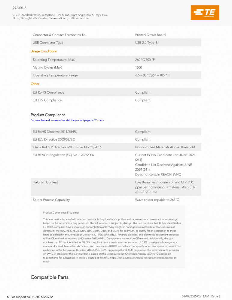TE Connectivity 292304-5 document page 3