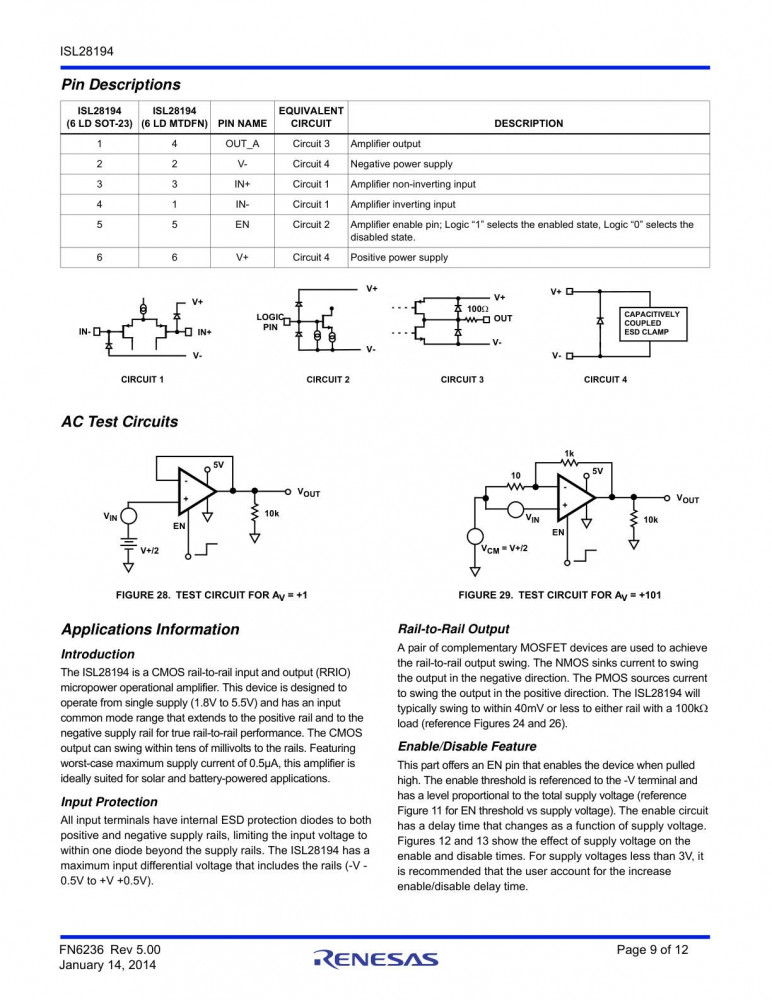 ISL28194 datasheet page 9