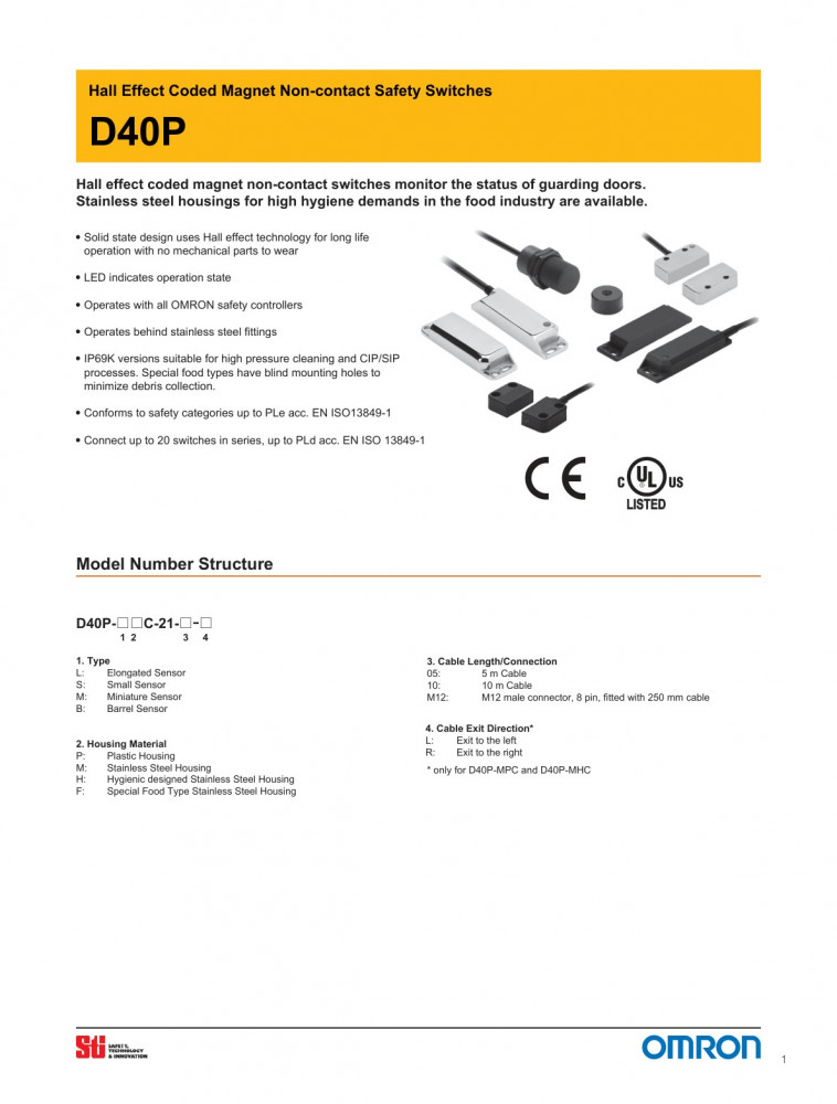 OMRON D40P product documentation page 1