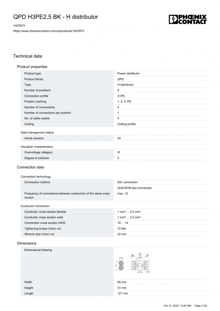 Phoenix Contact 1423973 technical document page 2