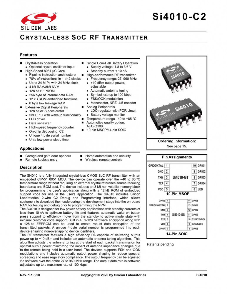SI4010 technical document image 1