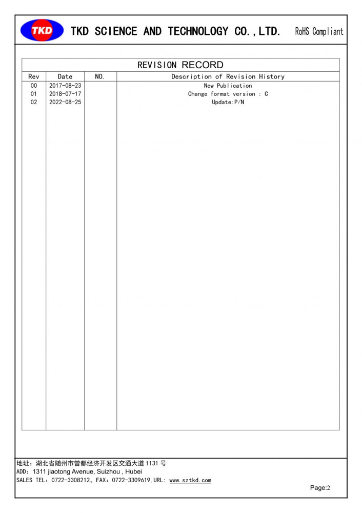 TKD SX32Y012000BK1T001 specification page 2
