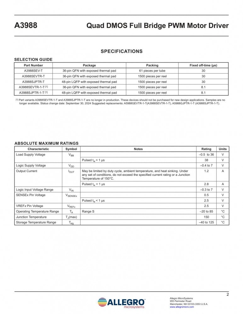 A3988 datasheet page 2
