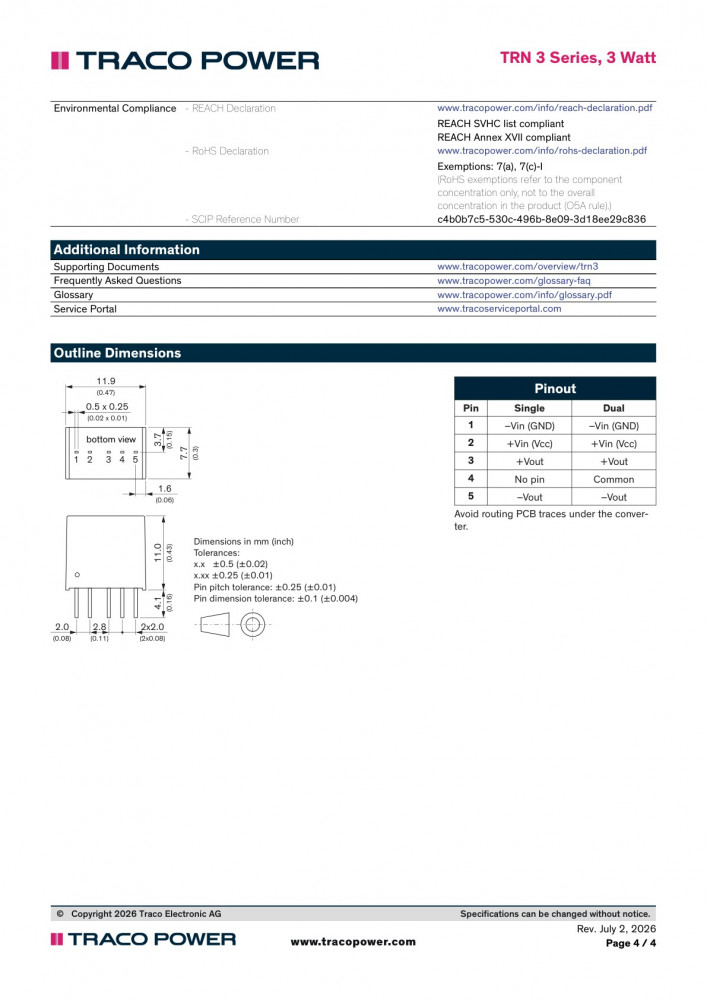 TRN 3 Series technical document page 4