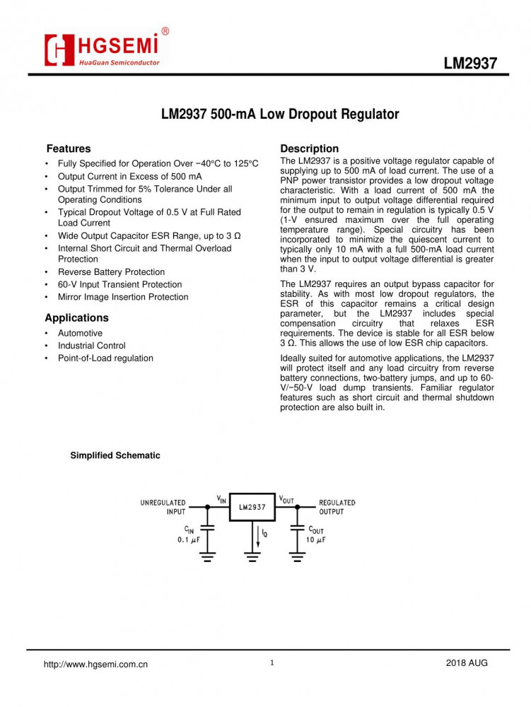 LM2937 datasheet page 1