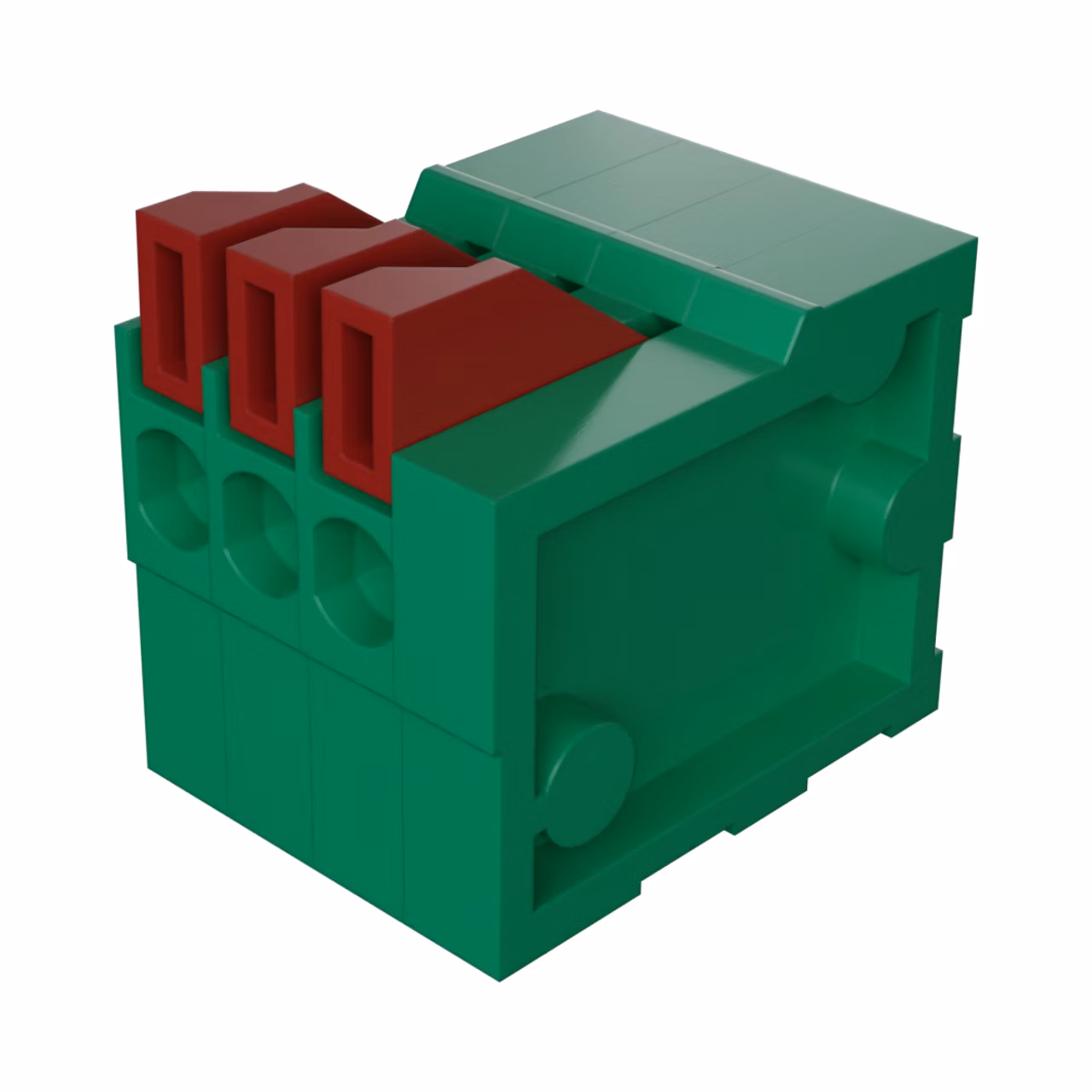 2.54mm Pitch, Eurostyle Fixed-Mount Push-Button Terminal Block, Horizontal, 6A, 26-18 AWG, Green, 3 Circuits for sale