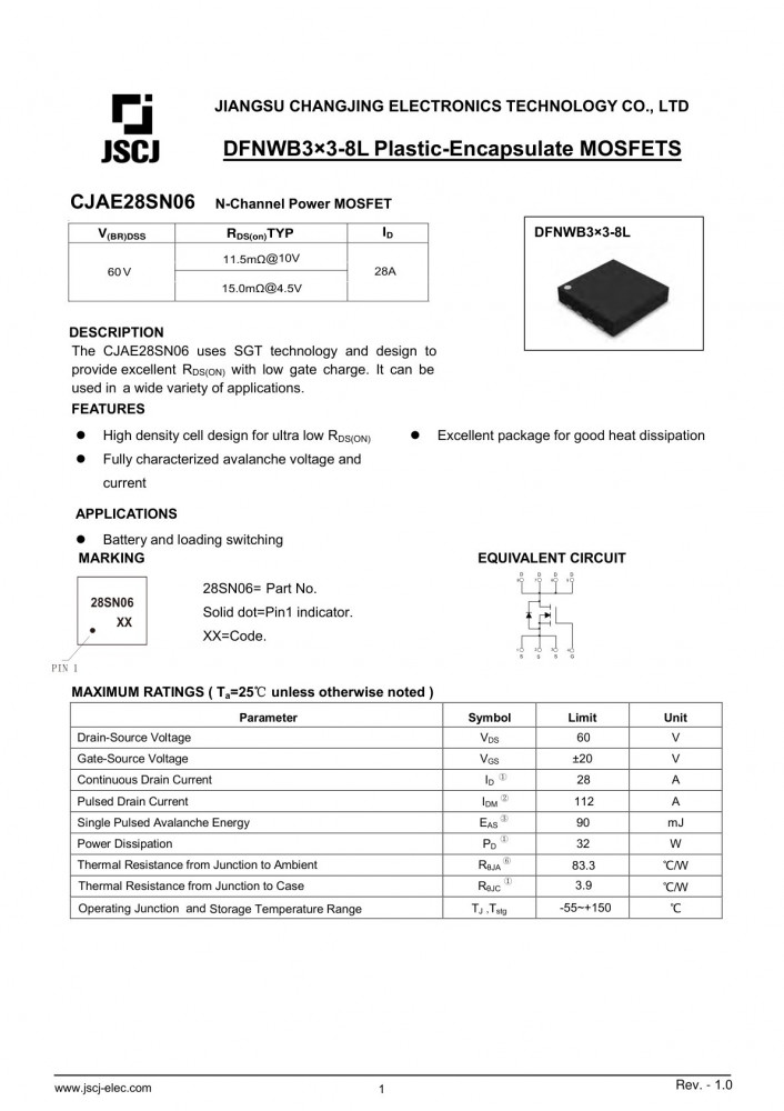 CJAE28SN06 datasheet page 1