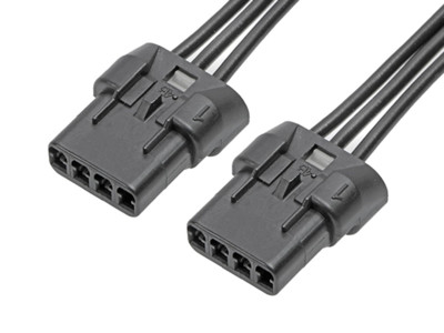 Mini-Fit Jr. Female-to-Mini-Fit Jr. Female Off-the-Shelf (OTS) Overmolded Cable Assembly, Single Row, 1.0m Length, 3 Circuits, Black