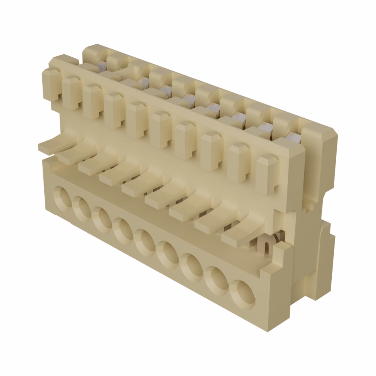 Appli-Mate RAST 2.5 IDT Connector, 2.50mm Pitch, Direct/Indirect, Female, Beaded Terminal, 9 Circuits, All Position Keys, Open Endwalls, Polarizing Rib Between 2/3 for sale