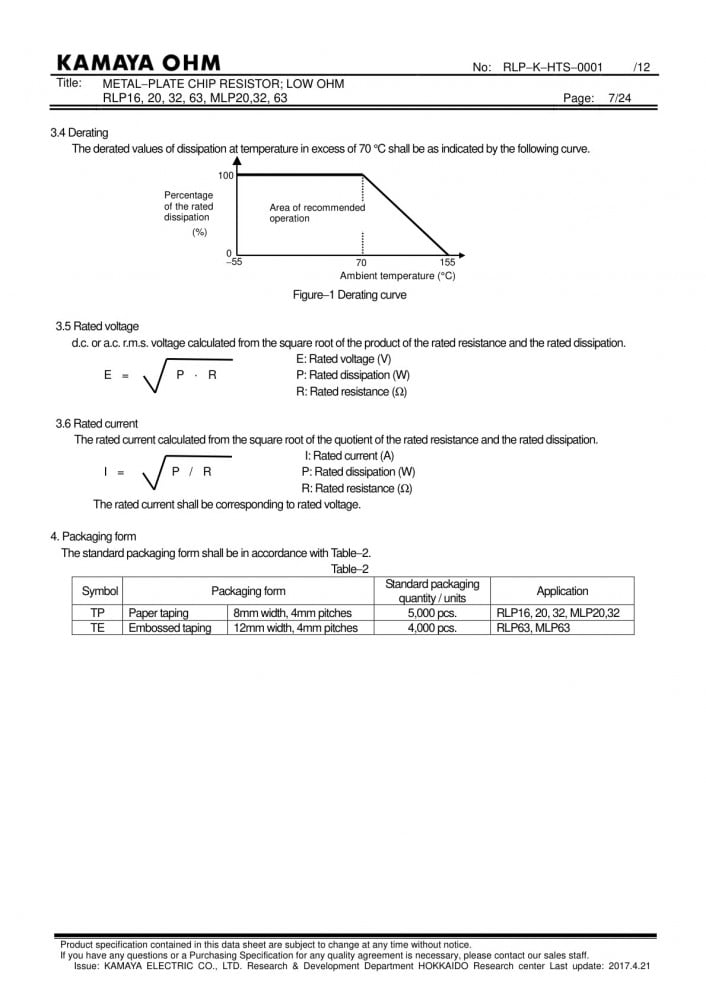 KAMAYA RLP series datasheet page 8