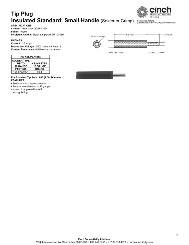 Bel Fuse 105-0772-001 technical document preview
