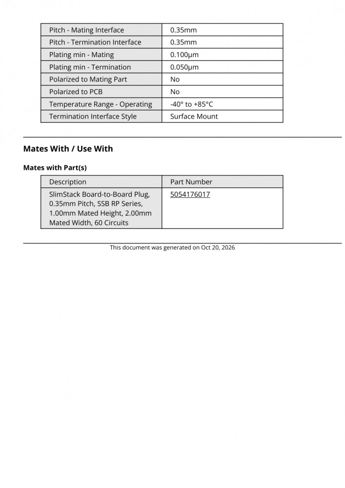 Technical document image 3 for MOLEX 5054136017