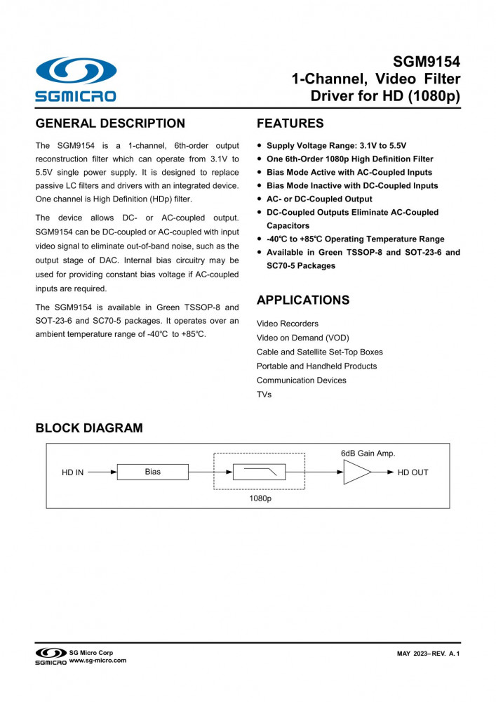 SGM9154 datasheet page 1