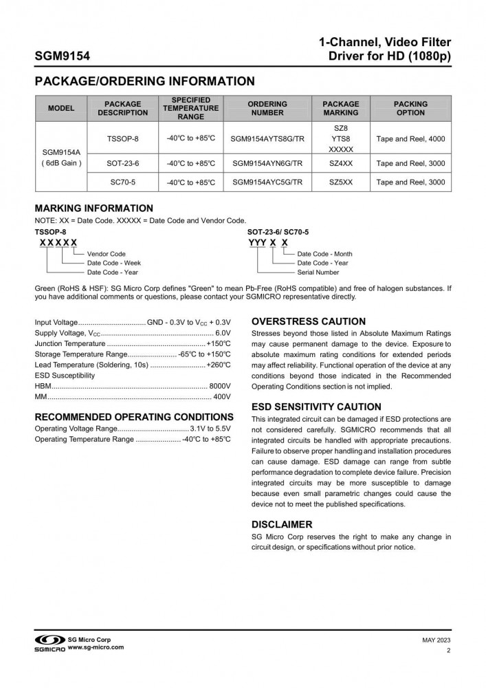 SGM9154 datasheet page 2