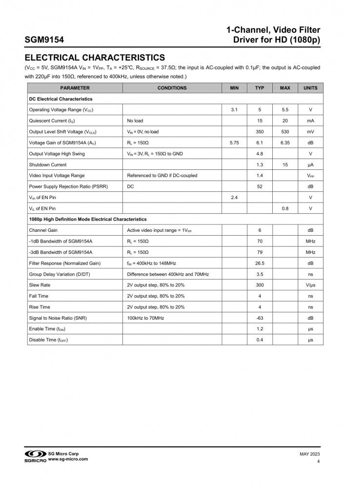 SGM9154 datasheet page 4