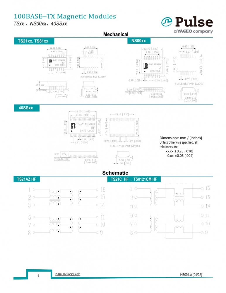 TS8121CMHF technical document page 2