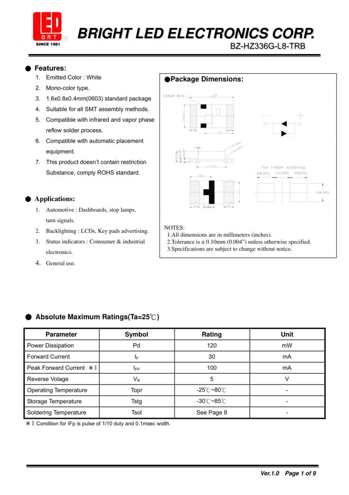 BZ-HZ336G-L8-TRB datasheet page 1
