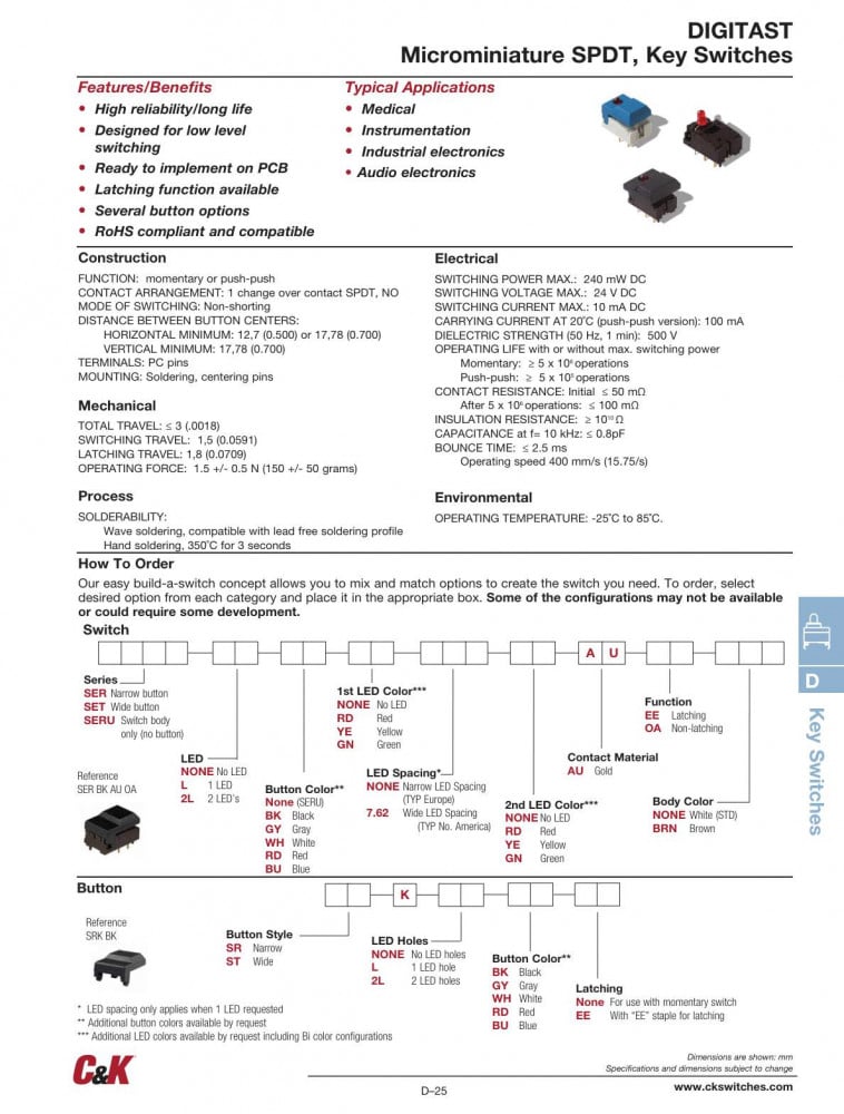 C&K SETBKAUOA datasheet page 1