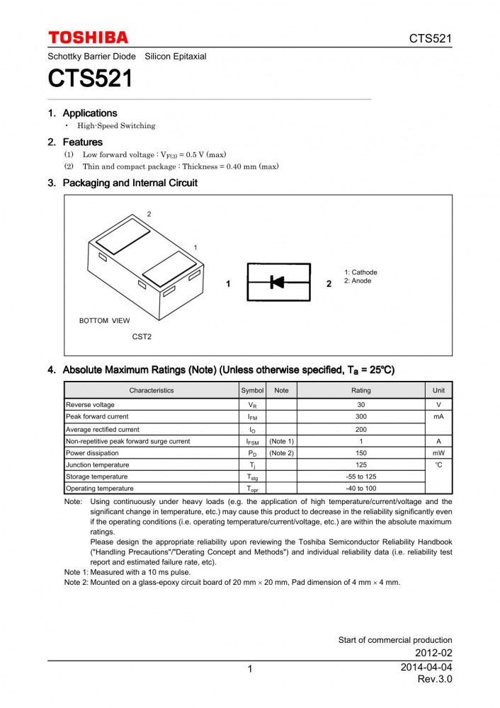 CTS521 datasheet page 1