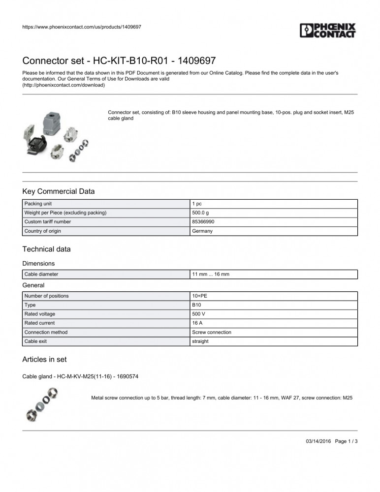 Phoenix Contact 1409697 product document page 1