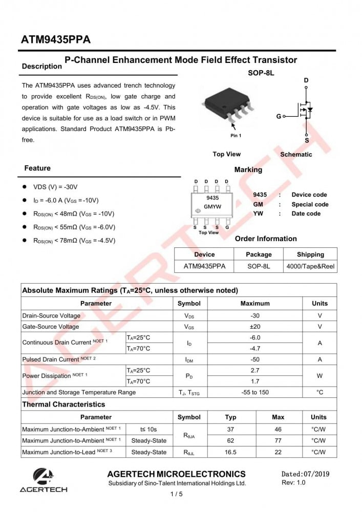 ATM9435PPA datasheet page 1