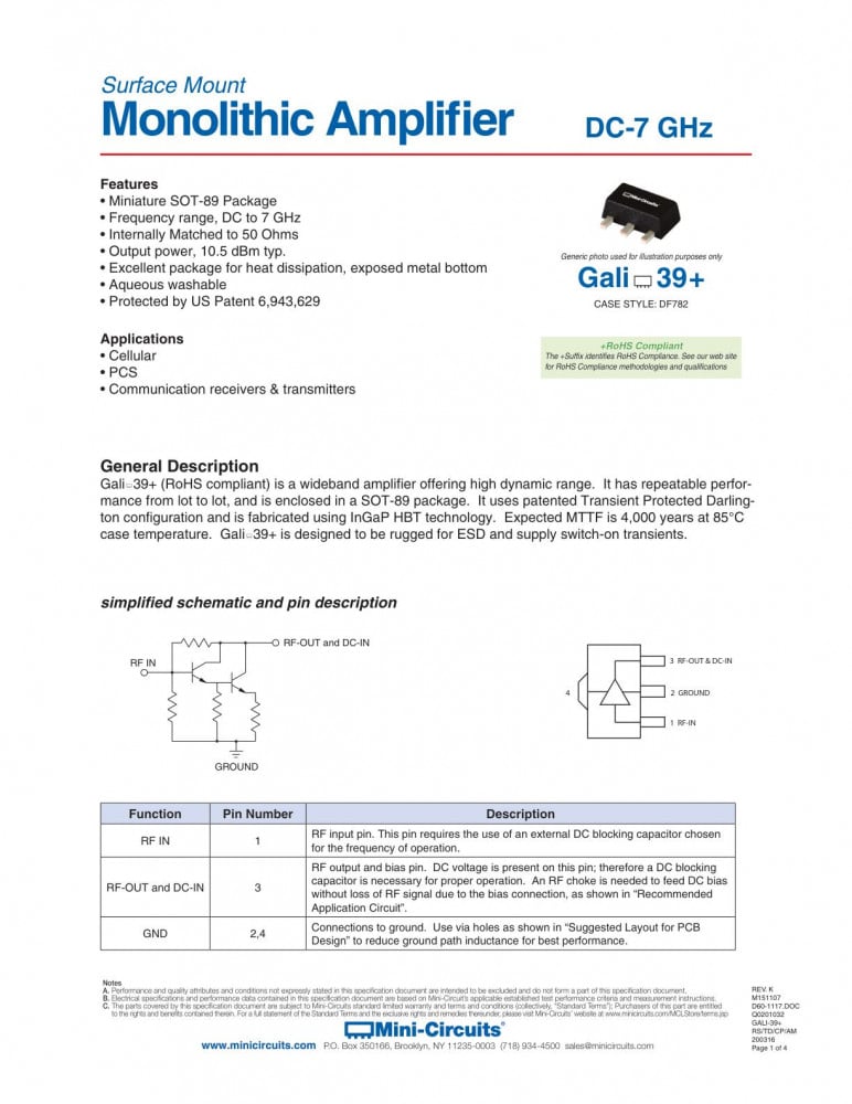 GALI-39+ technical document page 1