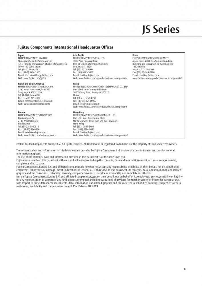 FUJITSU JS Series datasheet page 8