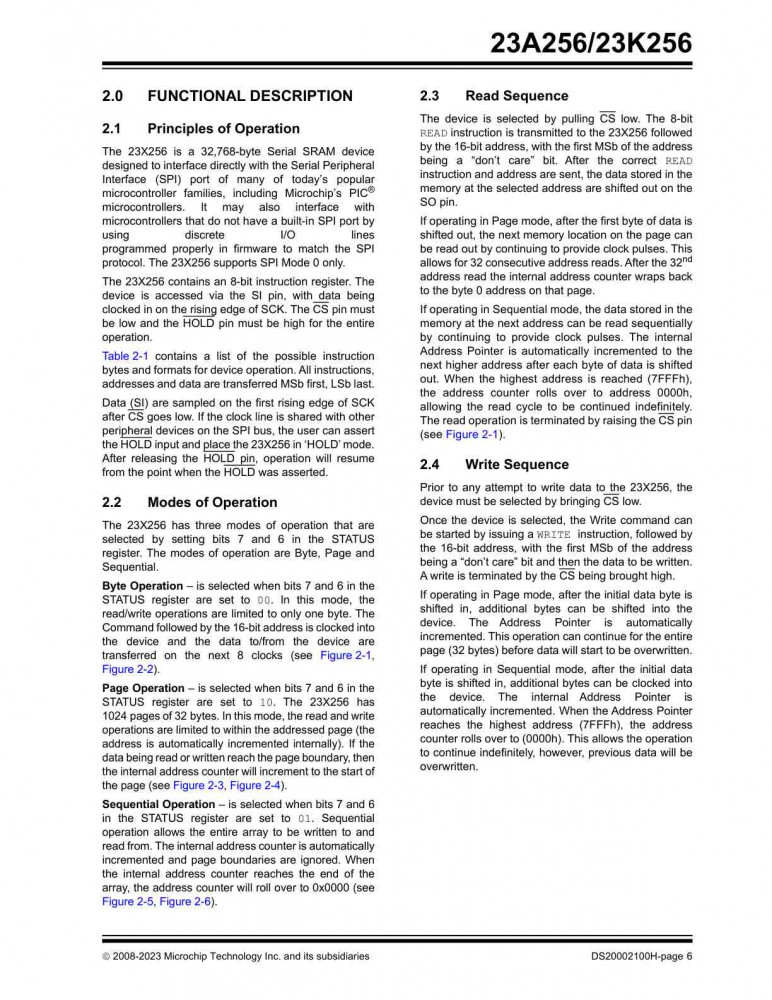 23K256 datasheet page 6