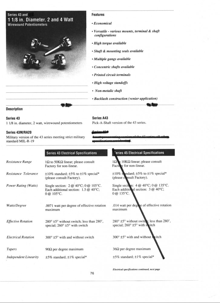Honeywell Series 43 technical document page 1
