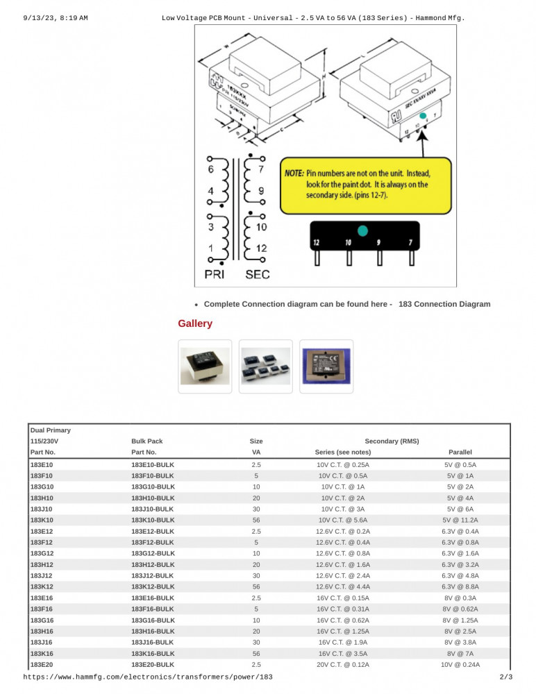 Hammond 183H12 technical document page 2