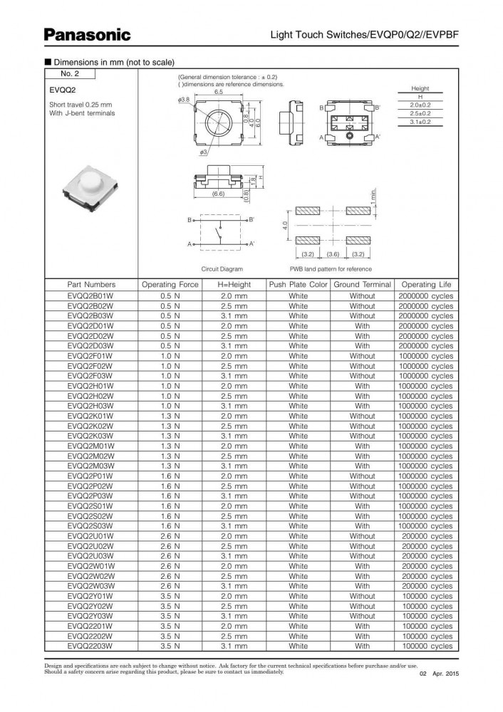 EVQQ2D01W technical document page 3