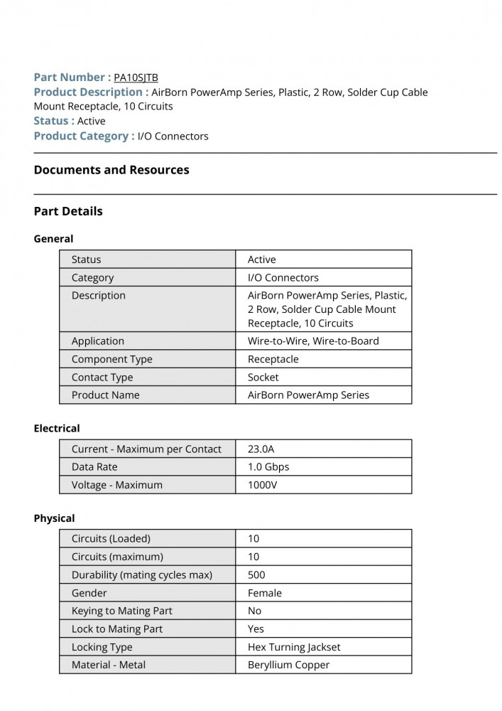 PA10SJTB technical document image, page 1