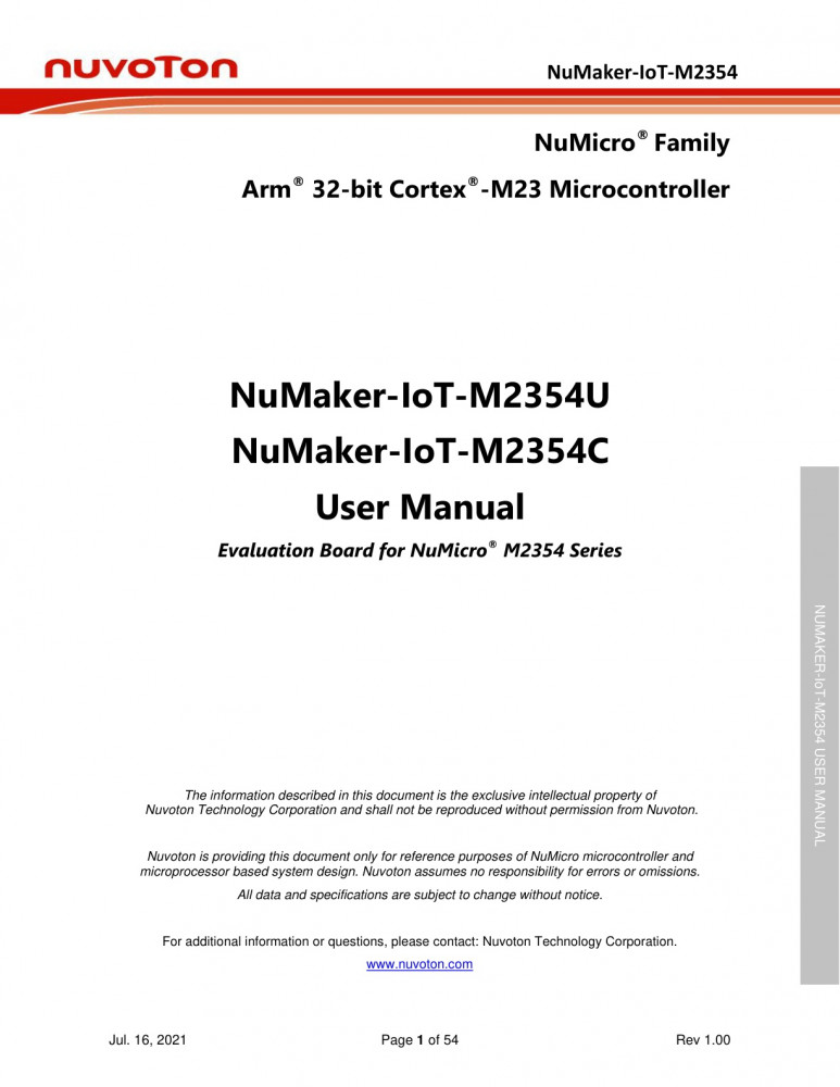 NuMaker-IoT-M2354U document page 1