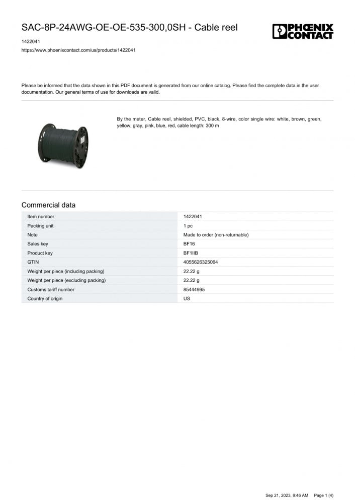 Phoenix Contact 1422041 product document page 1