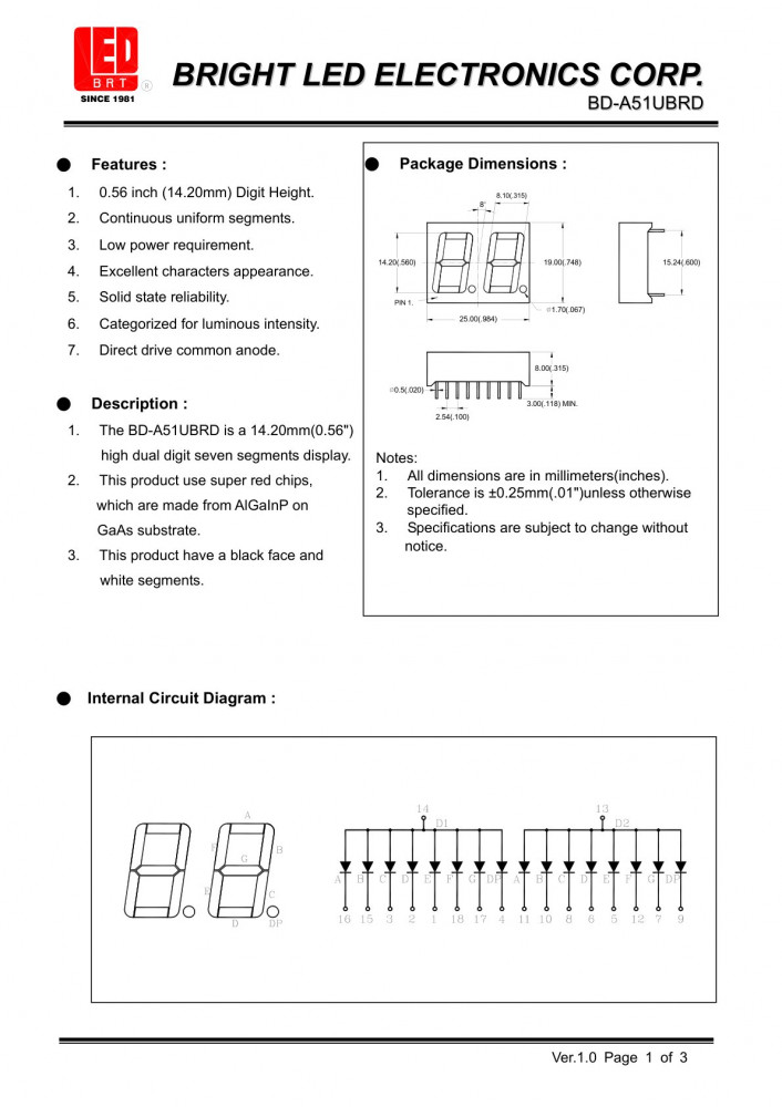 BD-A51UBRD technical document page 1